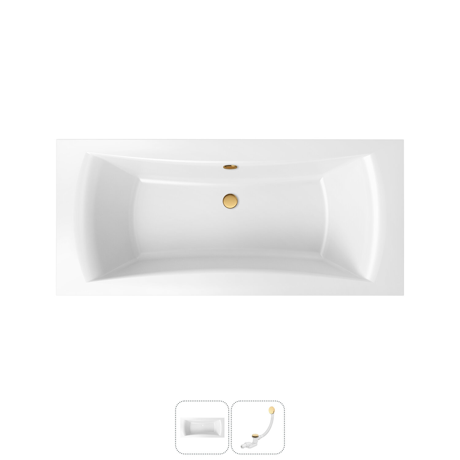 Акриловая ванна 180x80 Lavinia Boho Evan 202010879 в наборе 2 в 1: прямоугольная ванна 180 x 80 см, слив-перелив