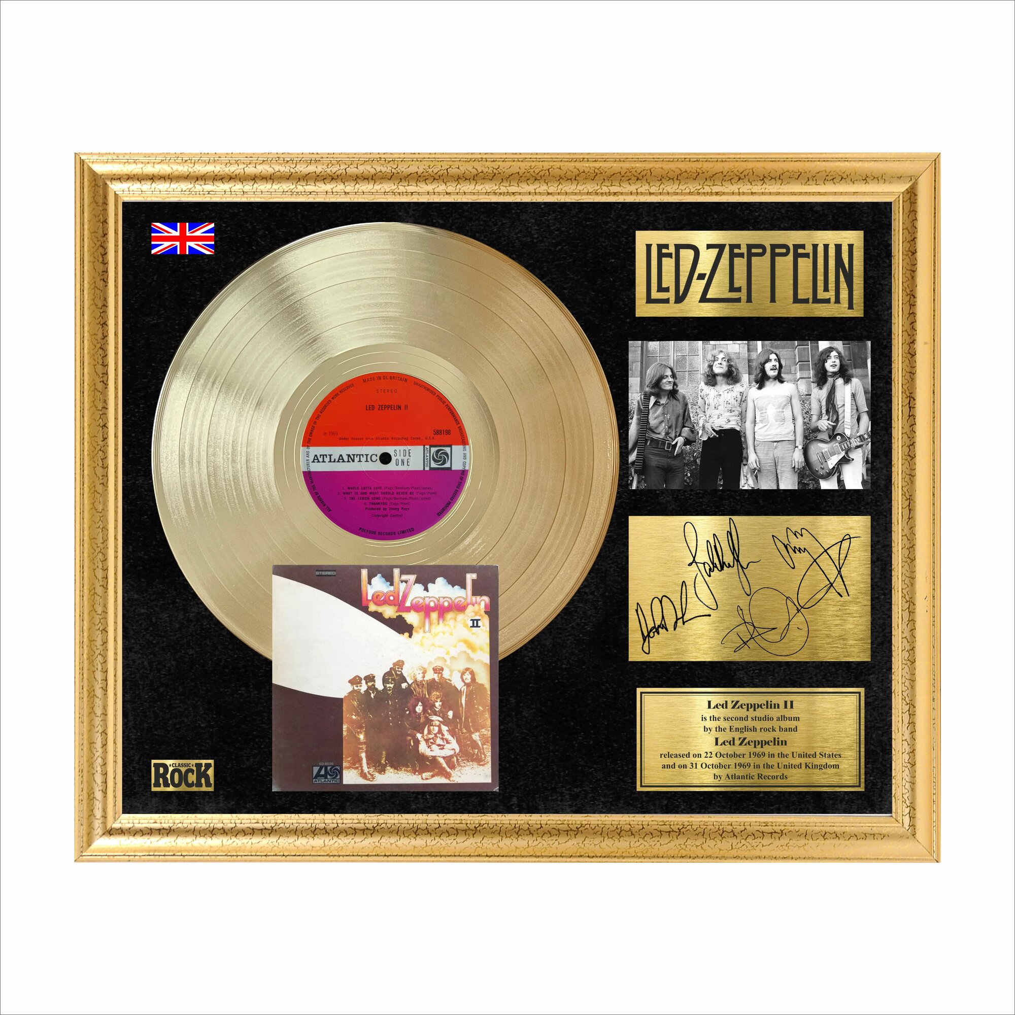Золотой диск Led Zeppelin в рамке