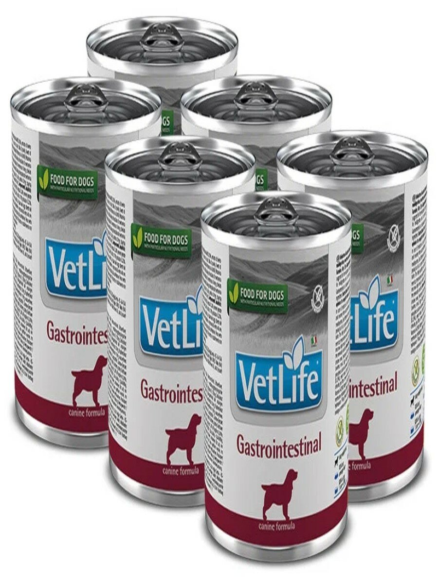 Farmina Консервы Vet Life Dog Gastro-Intestinal для собак при заболеваниях ЖКТ 300г (6штук)