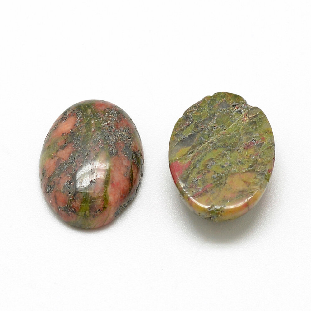Кабошон каменный, 18х13мм, унакит, 2 шт.