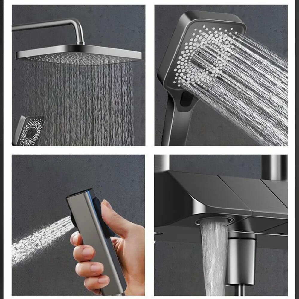 Душевой комплект Смеситель для ванны и душа. Душевая система с монитором, тропический душ система, смеситель для ванной душа, 4 В 1 черный