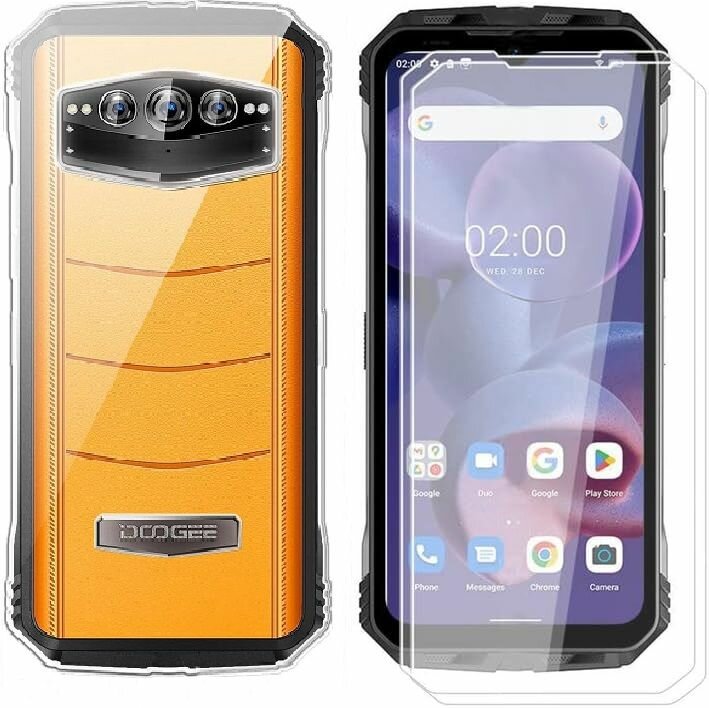 Чехол для Doogee S100 с закаленным стеклом, прозрачный противоударный силиконовый защитный чехол, мягкий TPU чехол