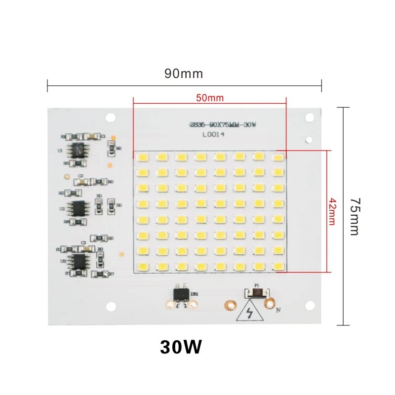 Светодиодная плата 30W Cold white 90x75мм
