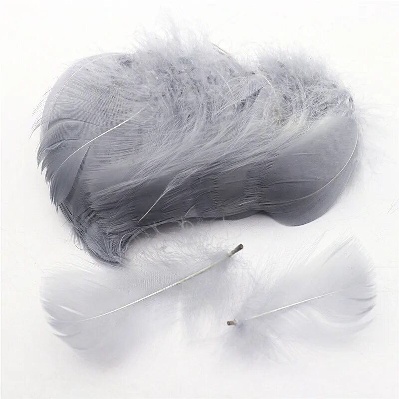 Цветные натуральные гусиные перья 4-8 см 8-12 см grey, 8-12cm 100pcs