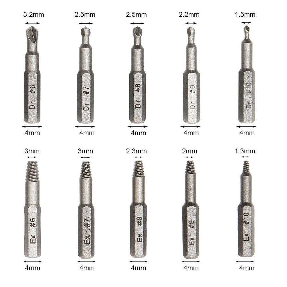 Сверла для извлечения винтов VIBRATITE, 10 шт, 4mm