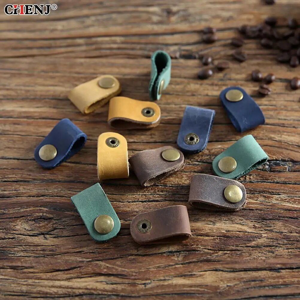 Кожаная кабельная катушка CHENJ Dark brown