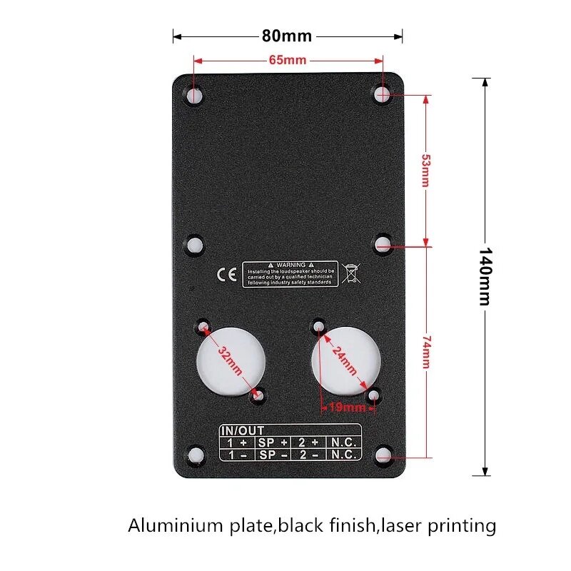 Алюминиевая клеммная пластина SpeakOn 4Pin, 80x140mm, черная