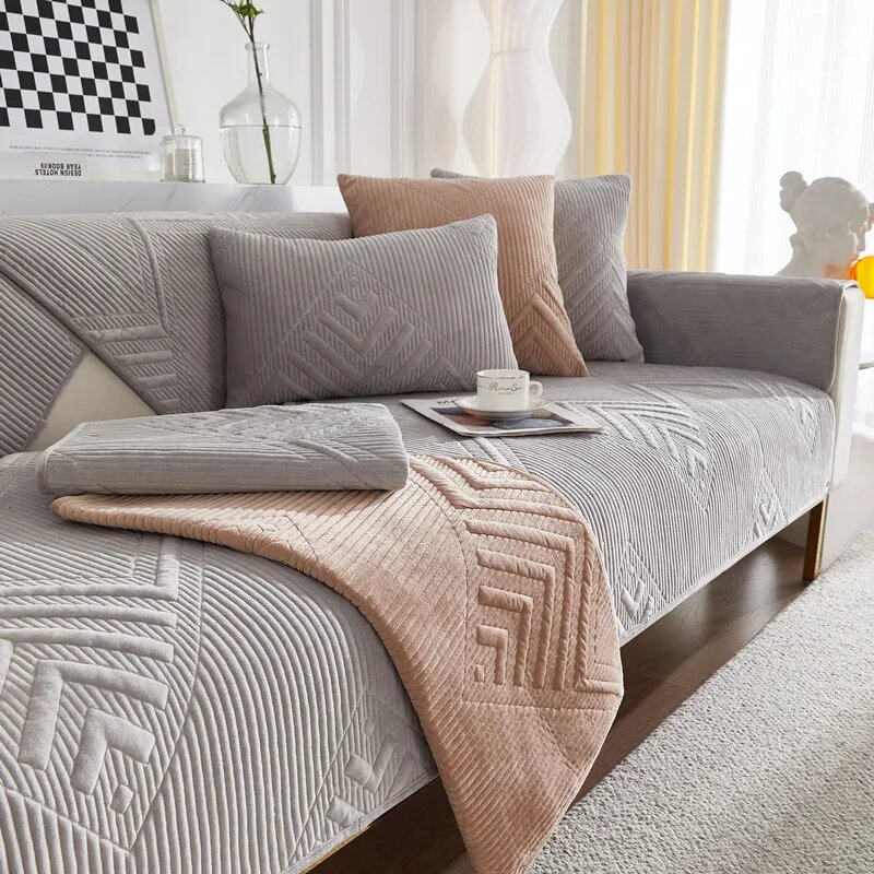 Короткий плюшевый чехол для дивана, 1/2/3/4-местный 90x70cm 1pc, E