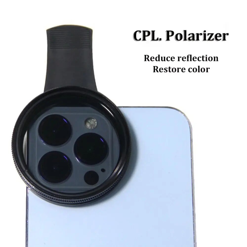 Новый фильтр CPL для телефона, поляризационный фильтр для объектива камеры 67 мм с металлическим зажимом для телефона для холодного башмака, совместимый со всеми телефонами