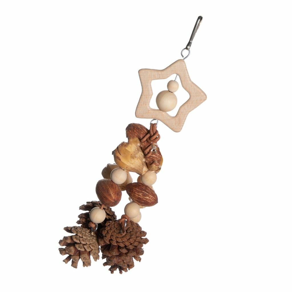 Игрушки для домашних животных, Игрушка для птиц с шишками и фруктами - модель в форме звезды