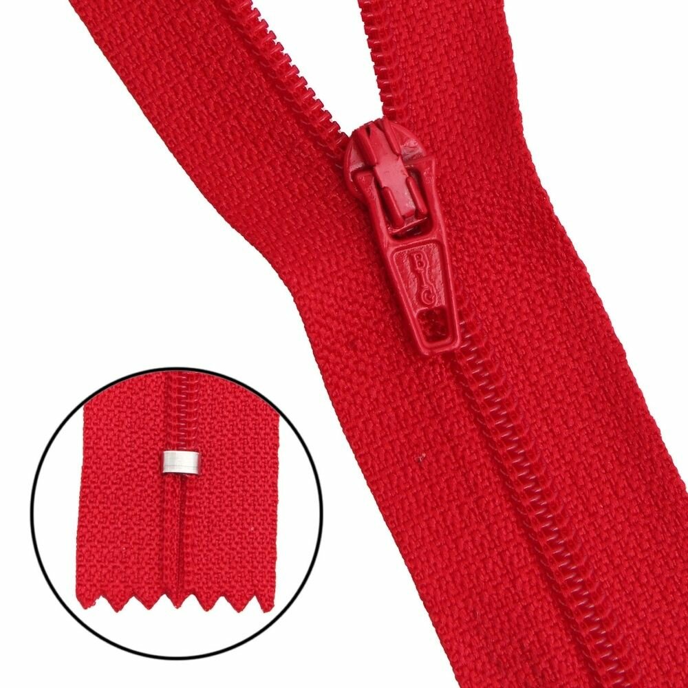 Молния BIG пластиковая красная тип 3 20 см, 10 шт (30103)