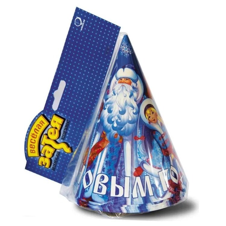 Карнавальные колпаки Веселая затея "С Новым годом", Дед Мороз, Снегурочка, 6 шт