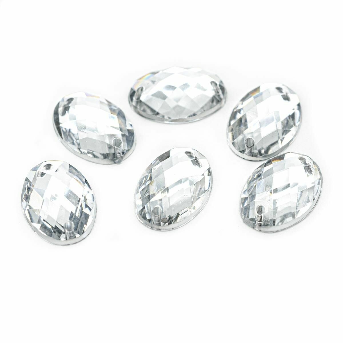 Стразы Astra&Craft Пришивные, акриловые, 13х18 мм, овальные, цвет N38, прозрачные, 6 шт
