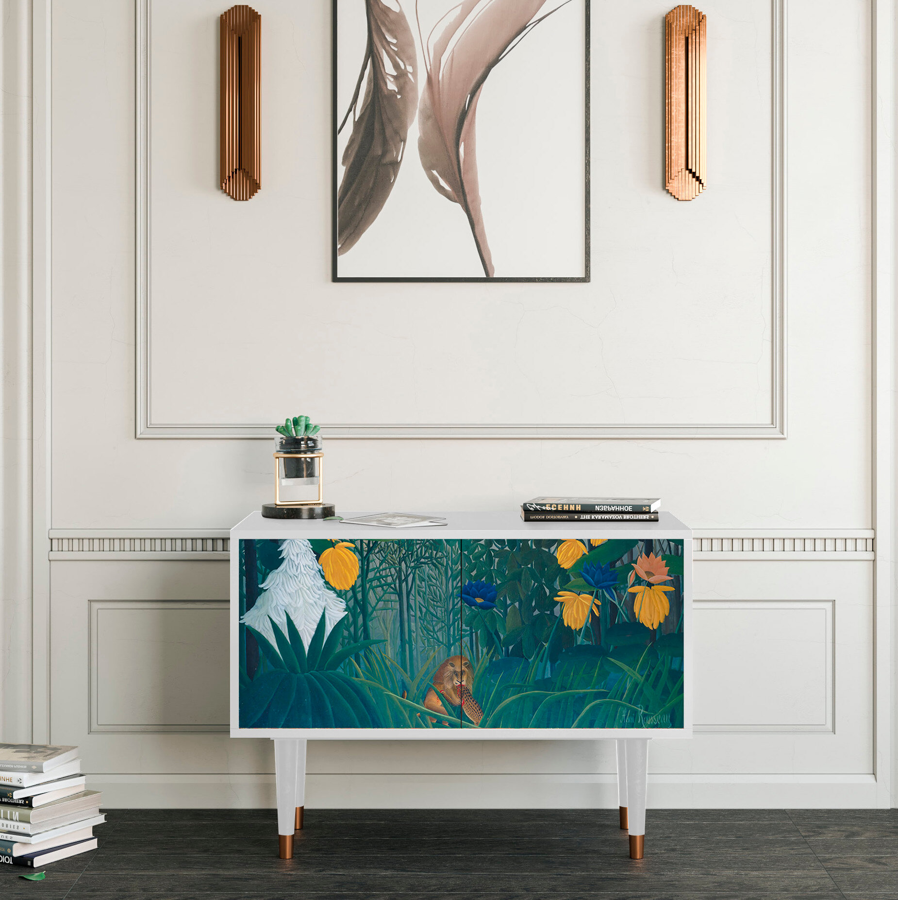 Комод - STORYZ - S1 The Repast of the Lion by Henri Rousseau, Размер - 94 x 69 x 48 см, Цвет корпуса - , Белый