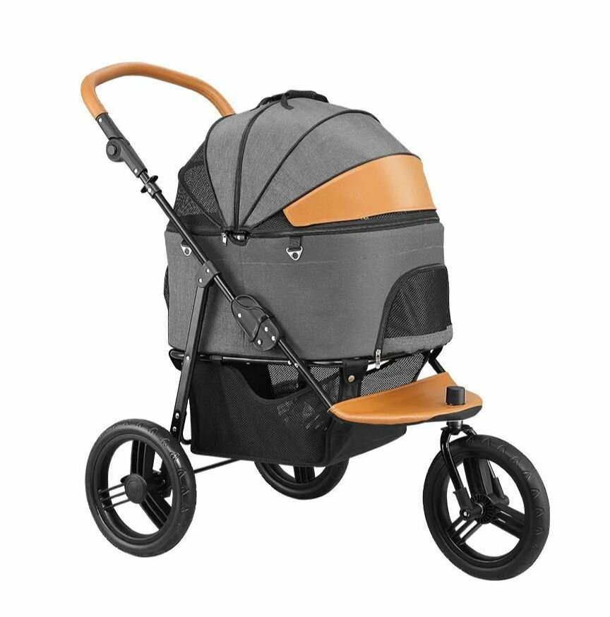 Коляска для собаки или кошки, 3-х колесная, люлька съемная, Вес изделия 10 кг, может выдержать вес животного 50 кг, Легкий и складной