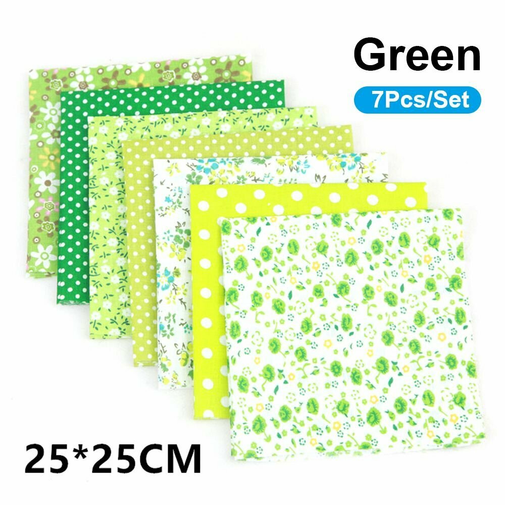 Набор из 7 хлопковых квилтинг-тканей 25х25 см с цветочным принтом, лоскутная ткань для пэчворка и рукоделия, набор для шитья сумок и текстиля