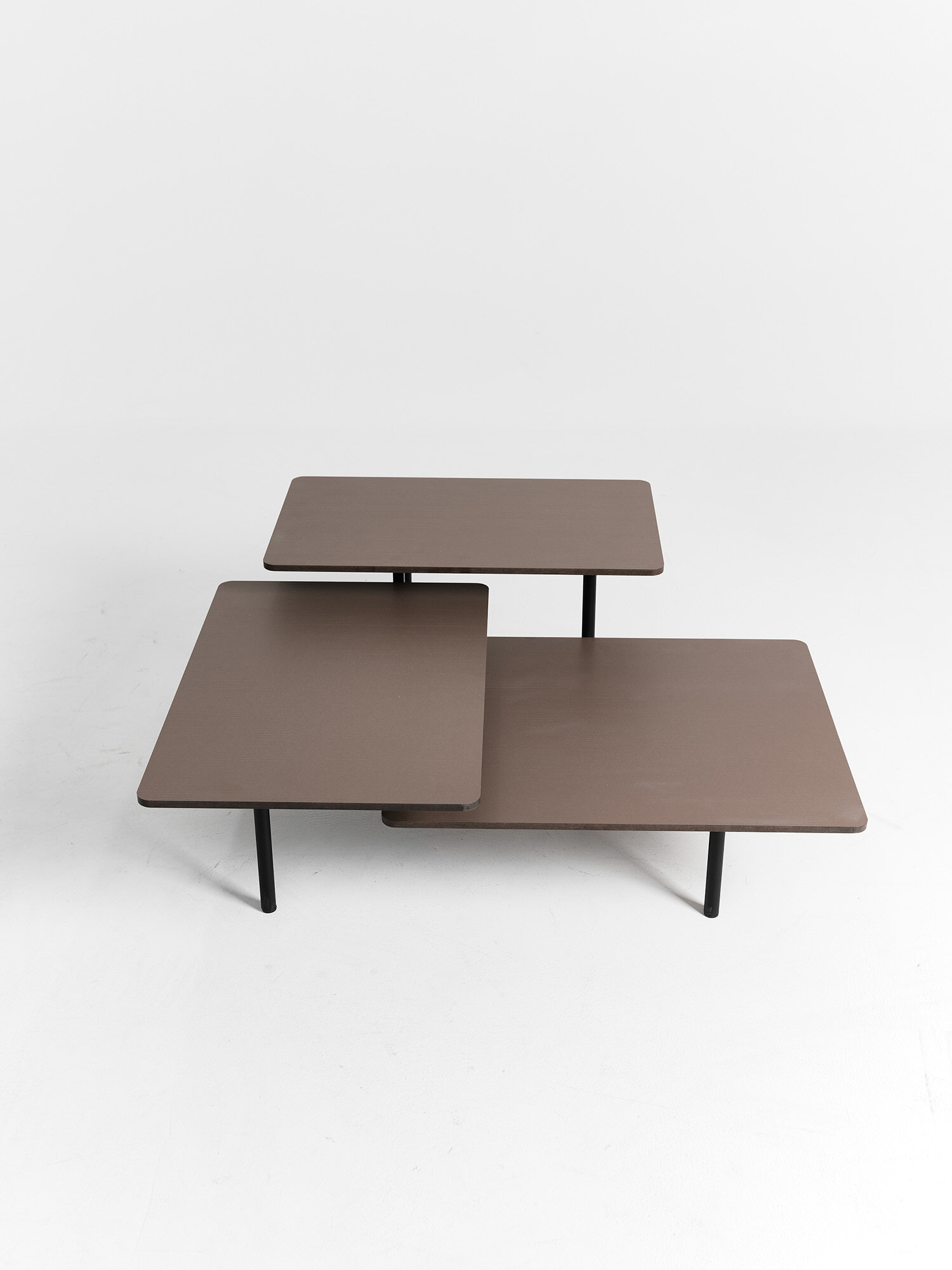 Садовый столик Ансамбль, три столешницы, алюминий, HPL, 93х93 см, Террасный кот