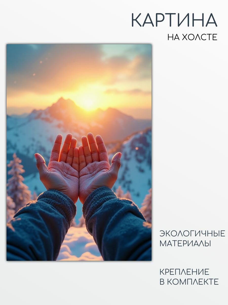 Картина на холсте "Ладони к закату" 40x60 см
