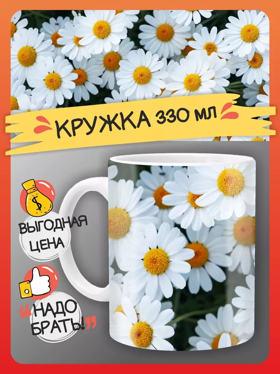 Кружка Ромашки, цветы, подарок на день рождения