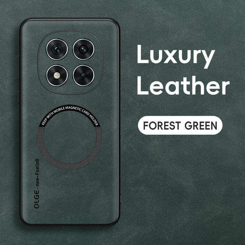 OLGE Роскошная кожа MagSafe чехол Для Xiaomi Redmi Note 14 Pro 5G и POCO X7 (Сяоми Редми Ноут 14 Про 5Г и поко Икс 7 5G) кожаный
