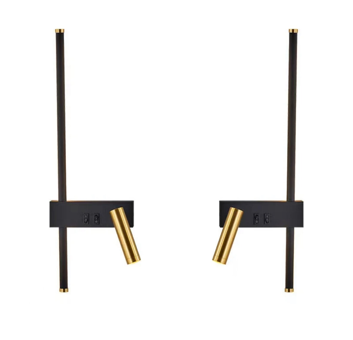 Бра "Без бренда", светодиодный, чёрный плафон, акриловый, механический выключатель, 16x50 см