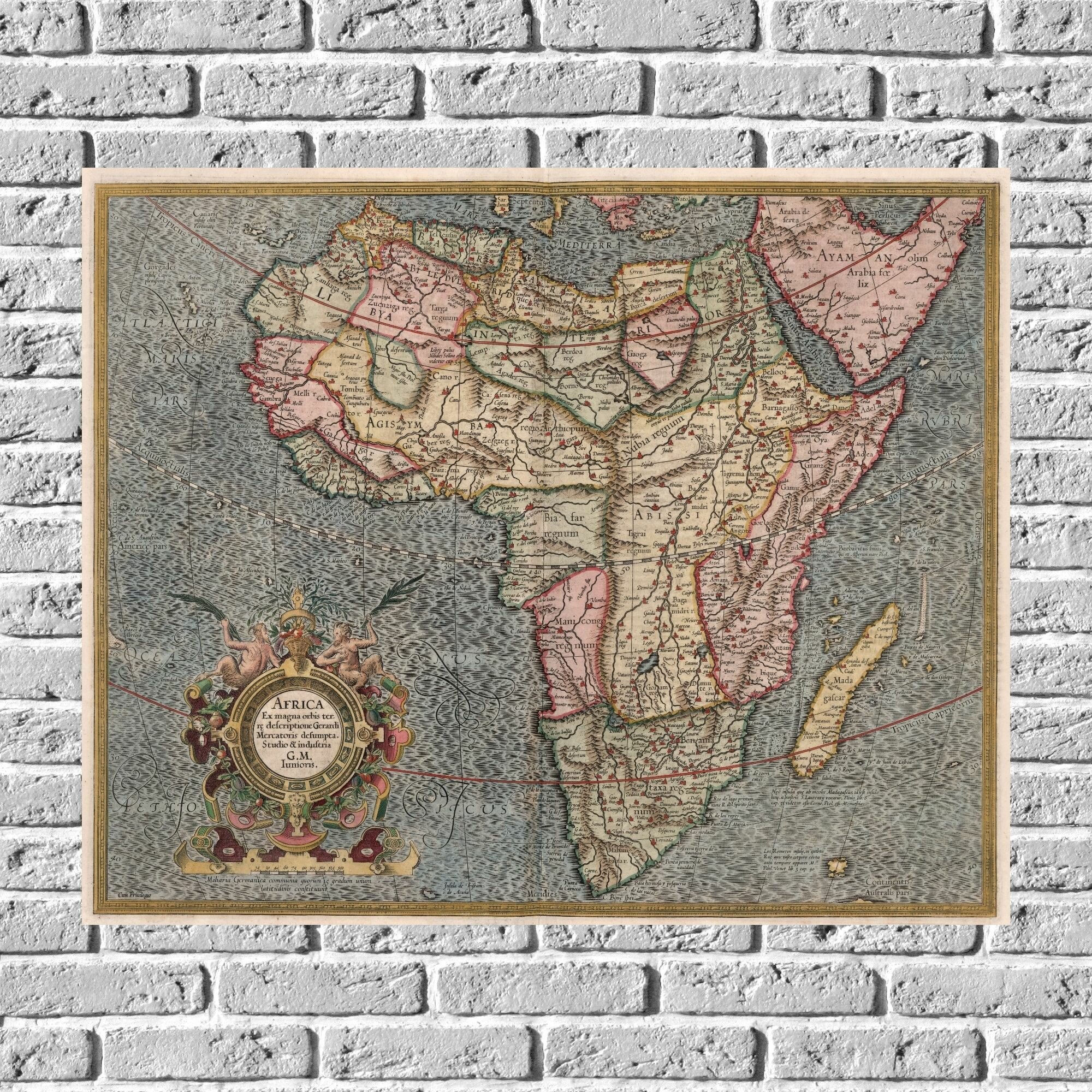 Старинная, 1623 года Карта Африки Africa Ex magna orbis terre descriptione.