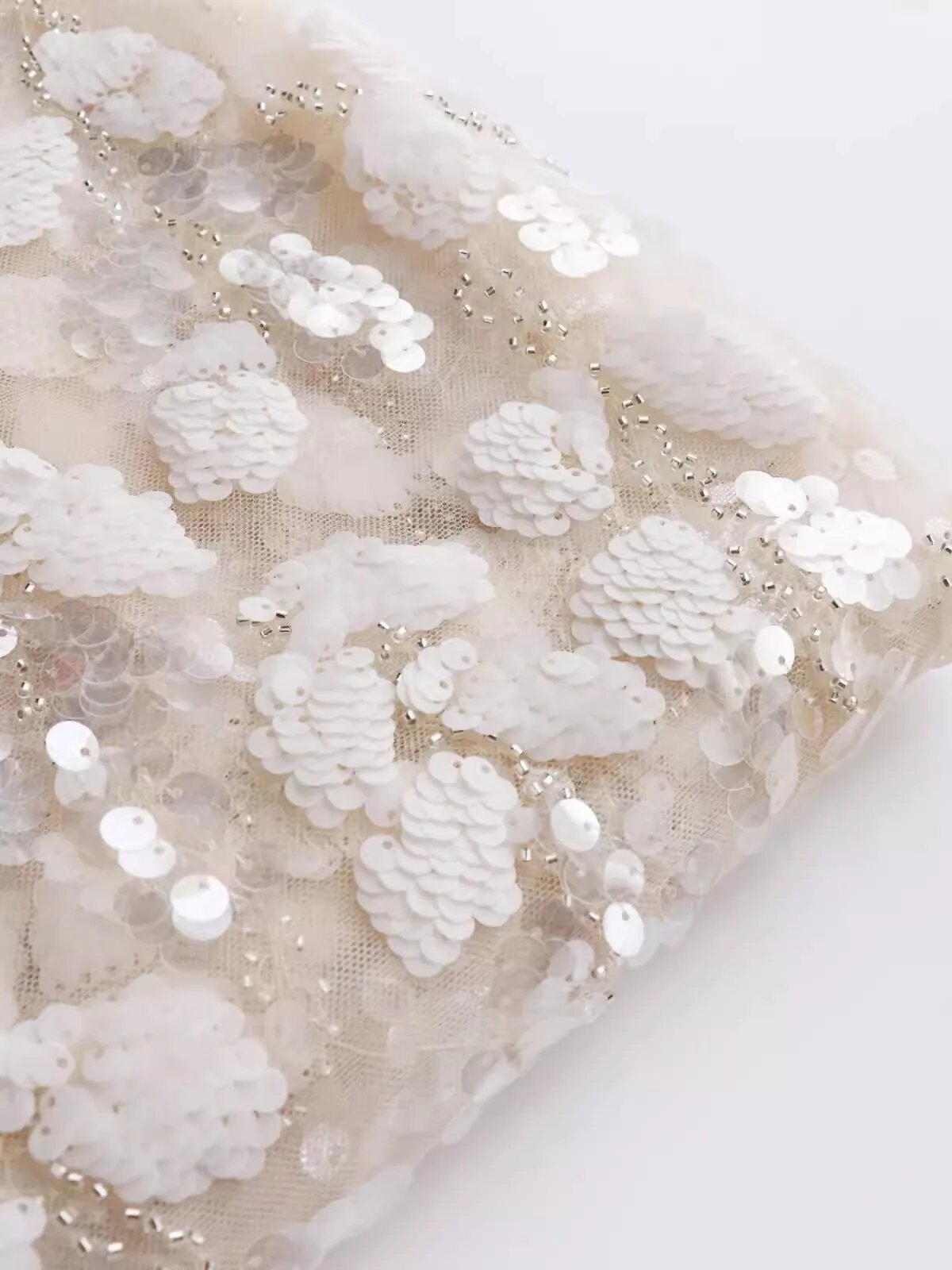 Кружевная сетчатая ткань с блестками и вышивкой из полиэстера