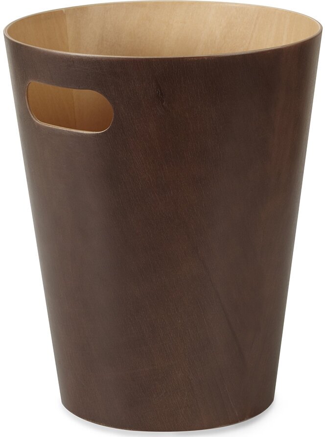 Корзина для мусора Umbra Woodrow, дерево, пластик, круглая форма, коричневая, 7,5л