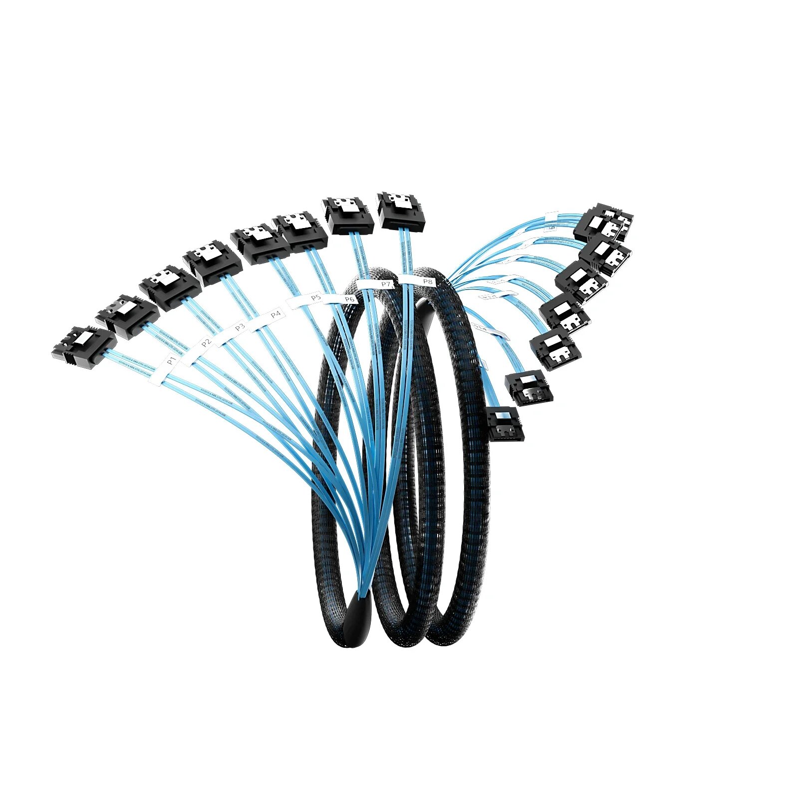 Кабель Sata к Sata, 6 портов/комплект, кабель SATA 3.0 с датой, 7-контактный на 7-контактный кабель Sas, 12 Гбит/с, кабель для жесткого диска для сервера NAS PC 50CM, 8SATA Cable