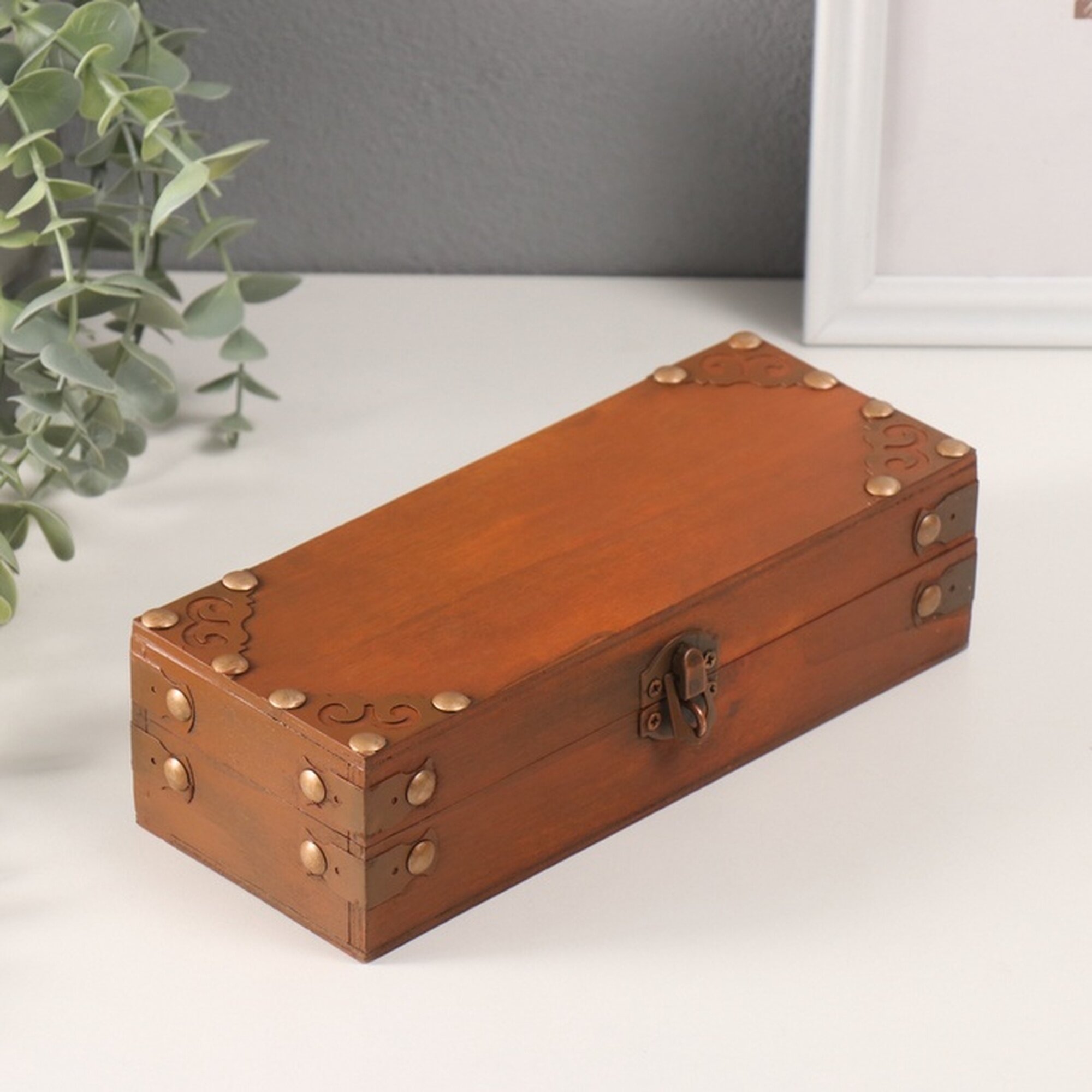 Шкатулка для украшений «Сундук. Амадео», дерево, коричневая, 21.5×8.7×6 см