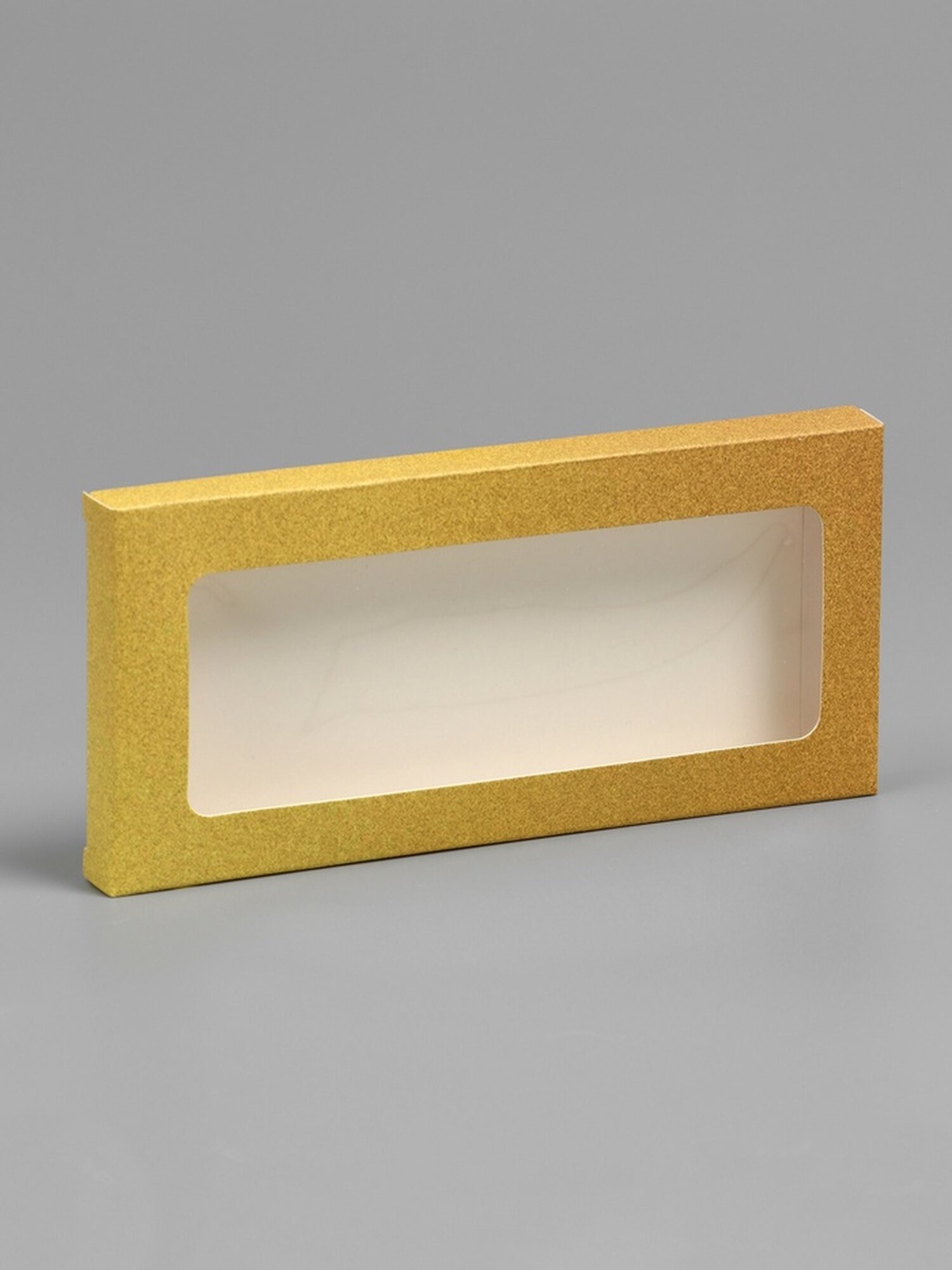 Подарочная коробка под плитку шоколада, с окном, золотая, 17×8×1.4 см