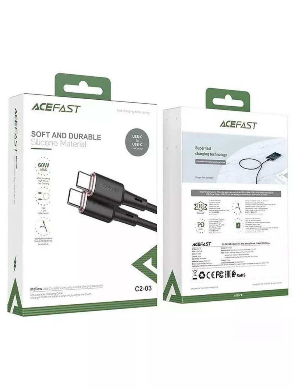 Кабель для зарядки и передачи данных ACEFAST c2-03 С-С (черный)