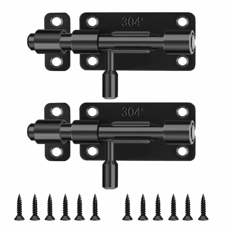 Черные задвижки для раздвижных дверей из нержавеющей стали Плавная работа Простая система монтажа