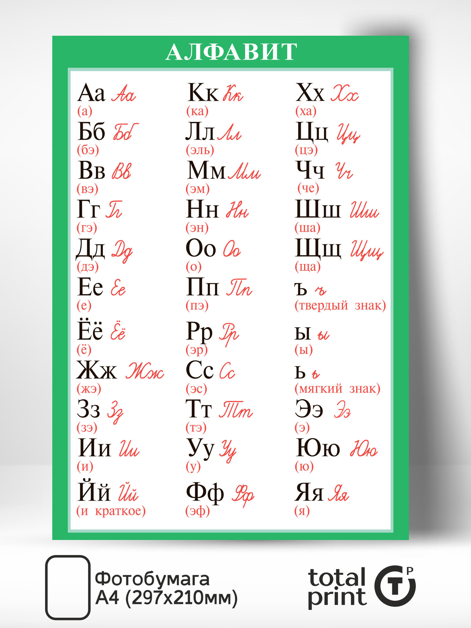 Постер на стену русский алфавит, А4(297х210мм), TotalPrint
