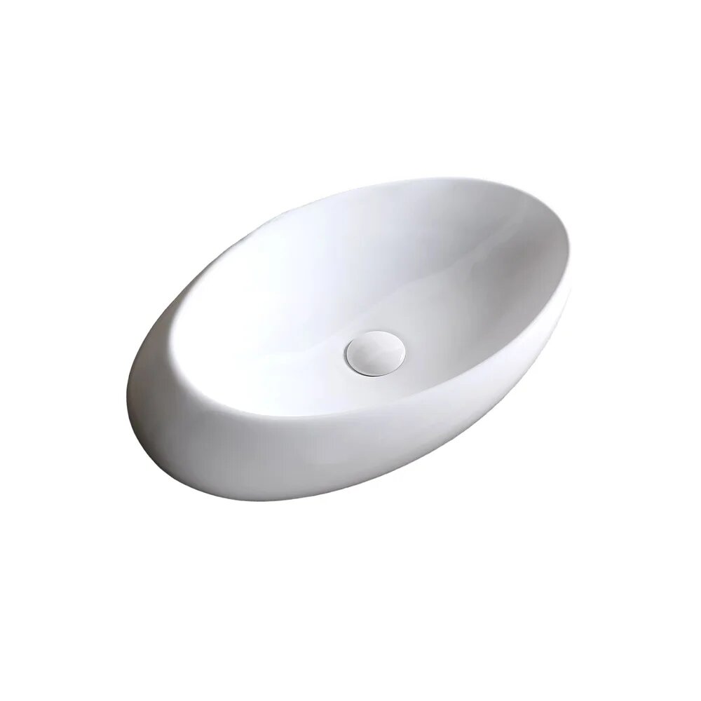 Накладная раковина Ceruttispa CR0058A 48 накладная, без отверстия под смеситель, фарфоровая, овальная, раковина для ванной, белая, глянцевая