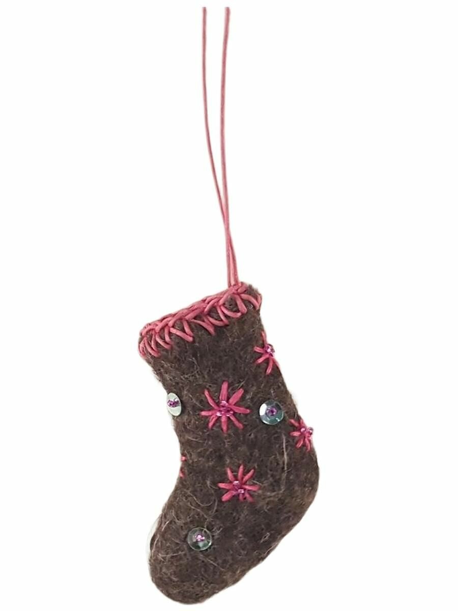 Сувенир, Валяная игрушка "Валенок" - Бурый мишка, ручная авторская работа