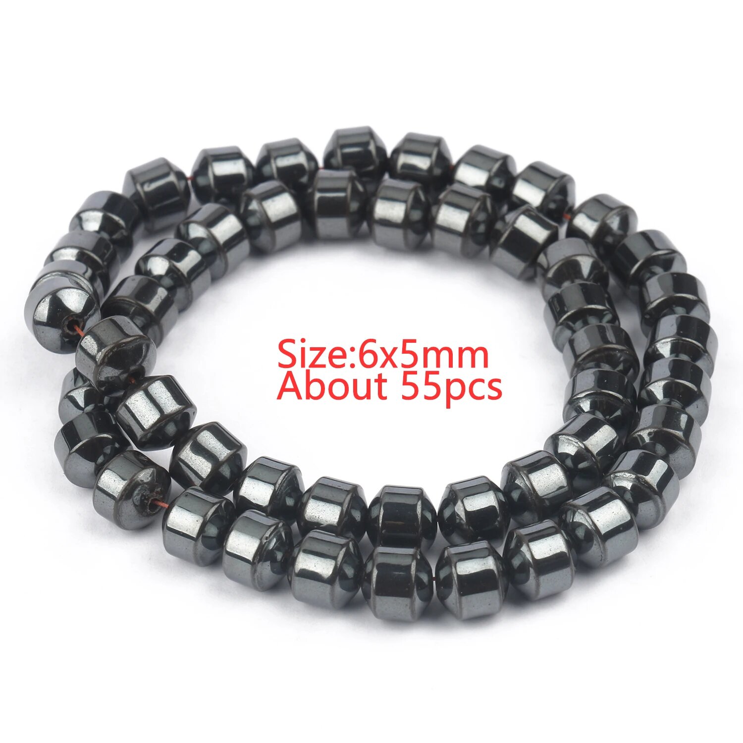 Черный гематит бусины Xilitata 24 шт Черный, B18-cylinder 6x5mm