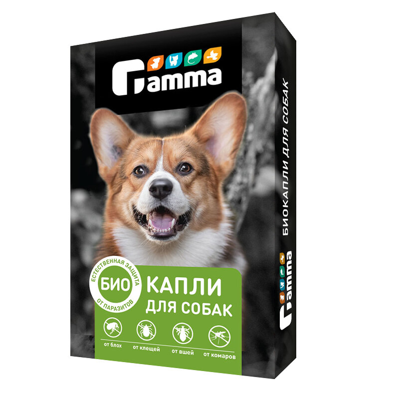 Биокапли для собак от внешних паразитов, 2 пипетки по 1мл. Gamma
