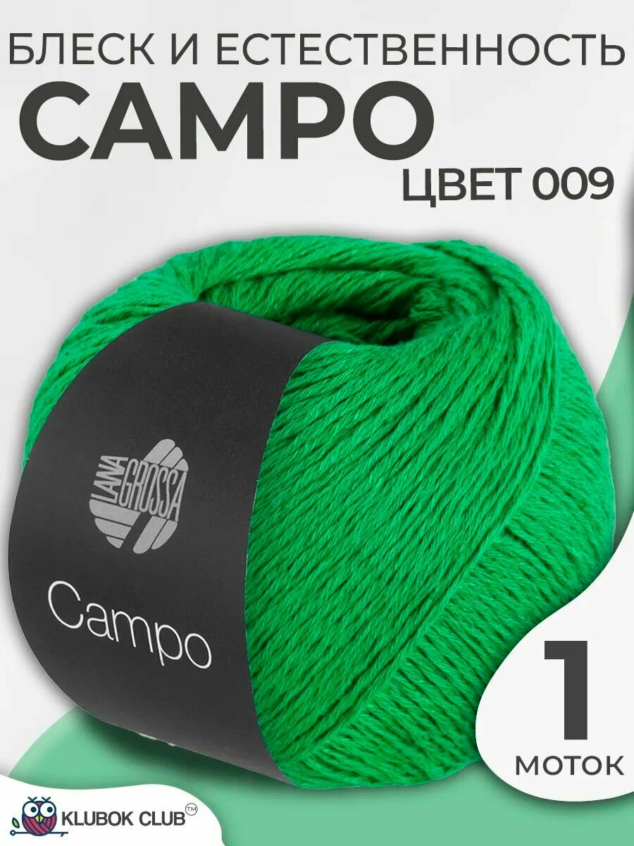 Пряжа для вязания Lana Grossa Campo хлопково-вискозная цвет 009, 1 моток