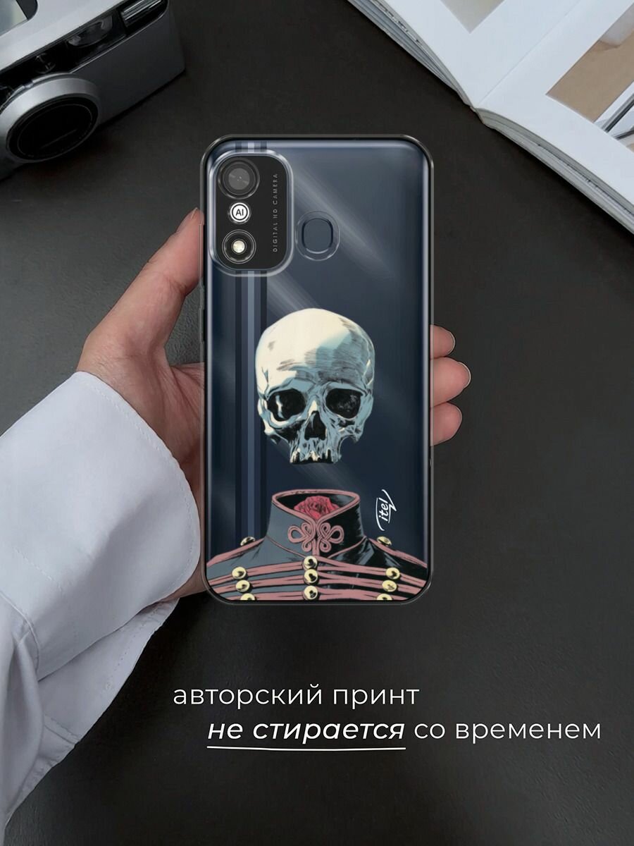 Силиконовый чехол на Itel A27 / Ител А27 с принтом "Гусар", прозрачный — фото 1