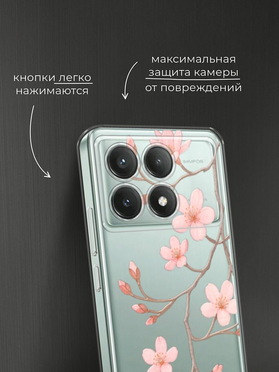 Чехол на Xiaomi Poco X6 PRO 5G / Поко X6 Про 5G с принтом "Веточка распускающейся сакуры 2" — фото 1