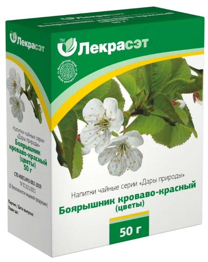 Чайный напиток Лекра-СЭТ боярышник кроваво-красный цветы, 50 г