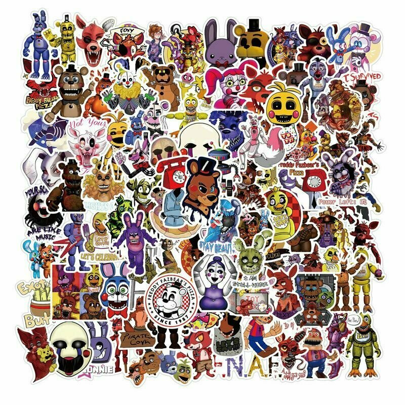 Набор наклеек 100шт / Five Nights at Freddy's / Стикеры самоклеящиеся