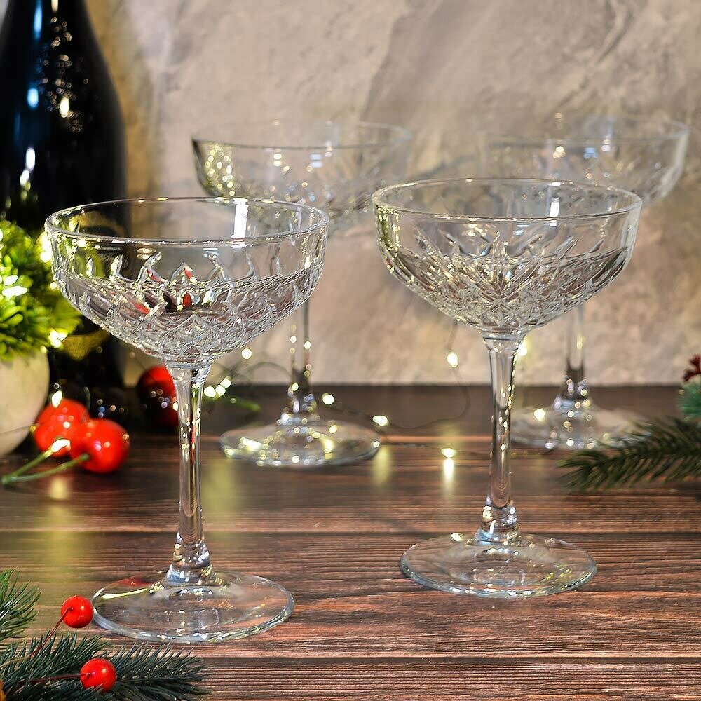 Набор бокалов «Timeless» 4шт 255мл из стекла, классика, праздничный дизайн