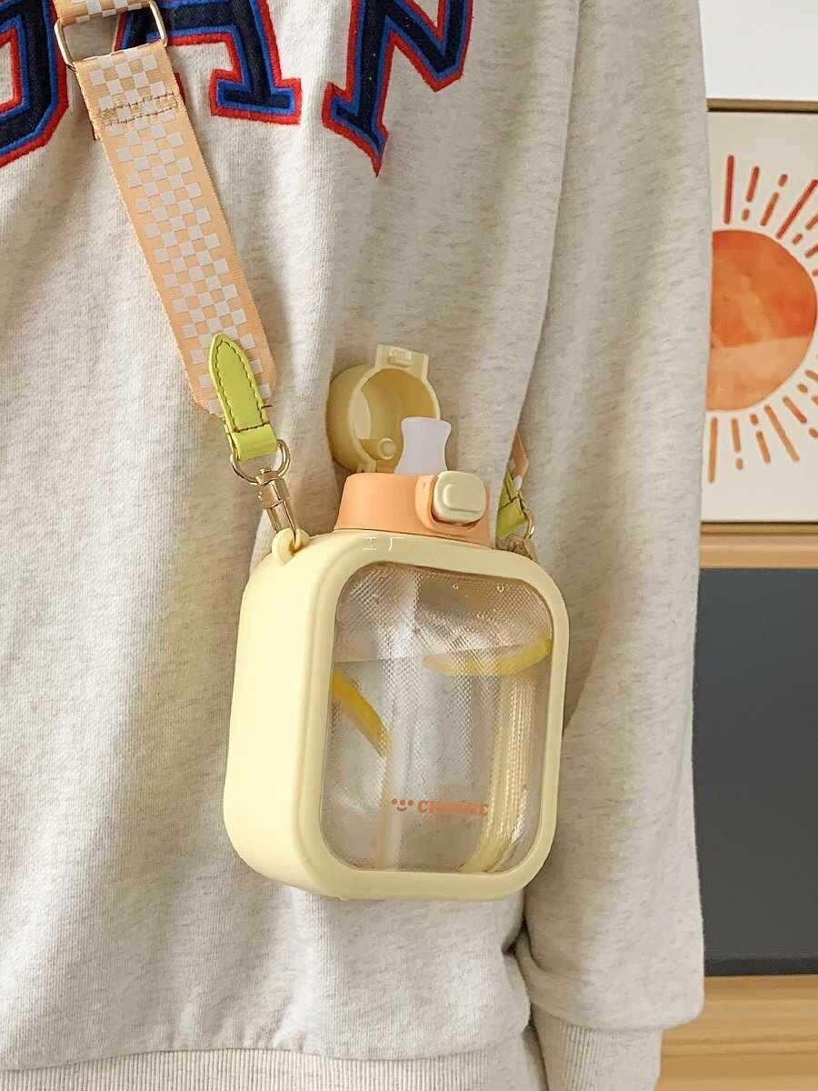 Модный квадратный пластиковый стакан 700 мл с трубочкой, удобный для студентов летом