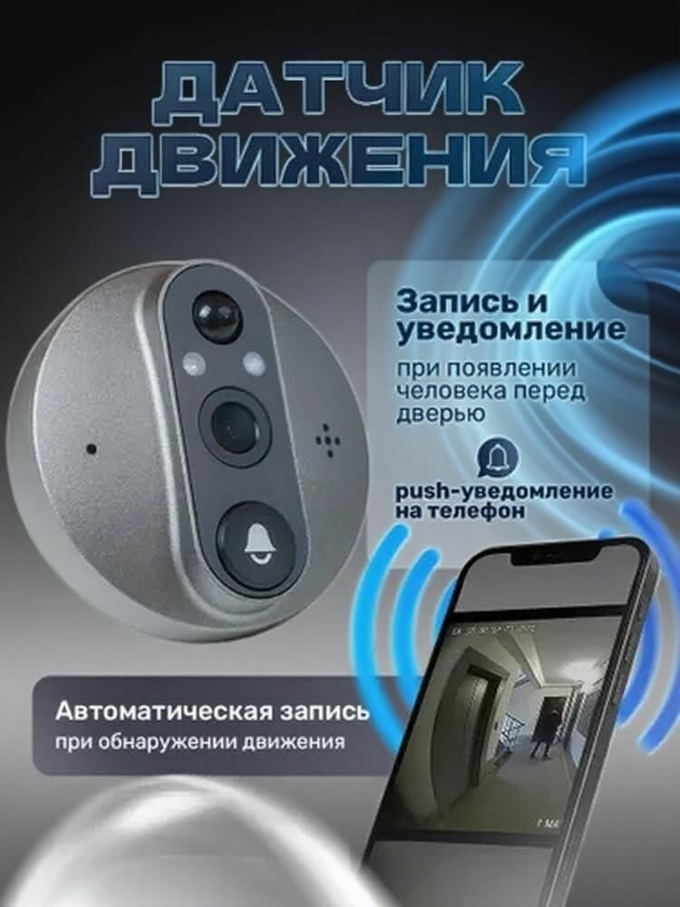 Видеоглазок для входной двери WIFI Tuya Smart Life и датчиком движения