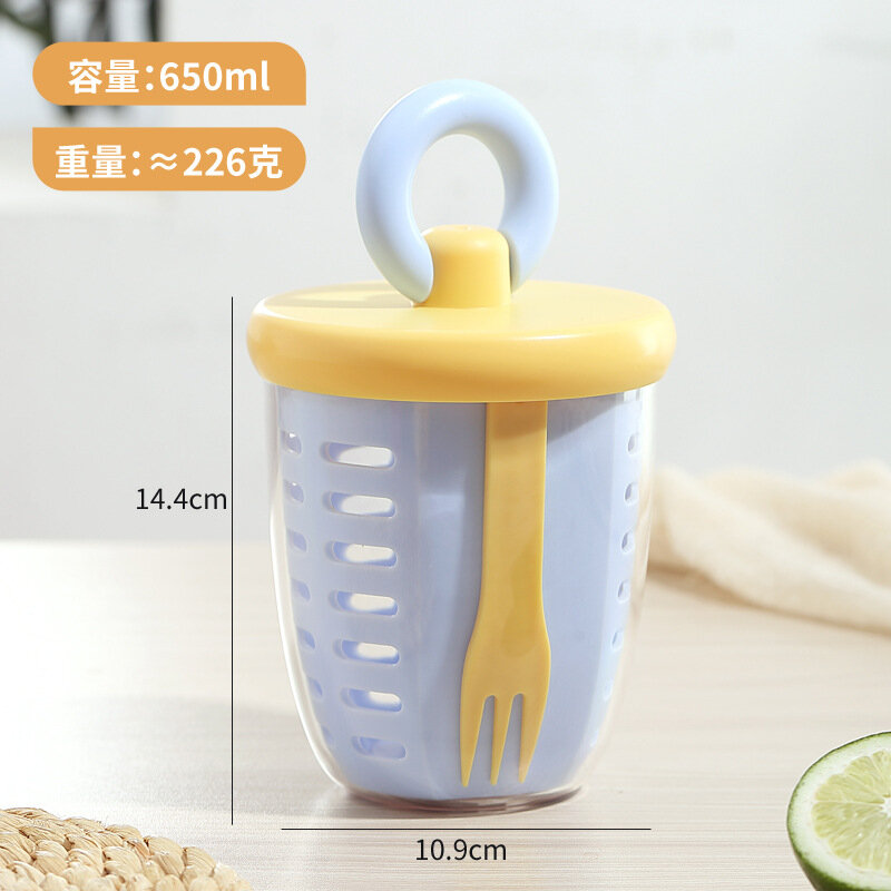 Стаканчик для фруктов с вилкой и ложкой "Пикник", двухслойный, для свежих продуктов