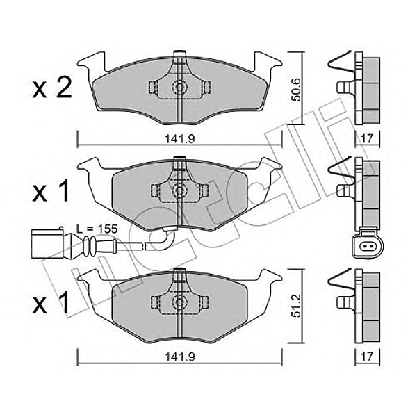 METELLI 22-0206-3 (6Q0698151B) колодки дисковые передние\ Skoda (Шкода) Fabia (Фабиа) 03
