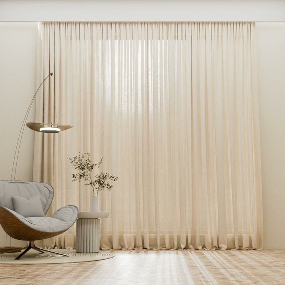 Штора SL HOME Facile, размер 140×270 см, лён 100%, 210 г/м², белый