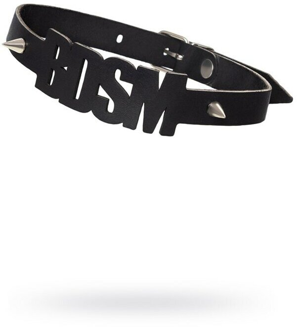 Чокер Pecado BDSM, с шипами, натуральная кожа, черный